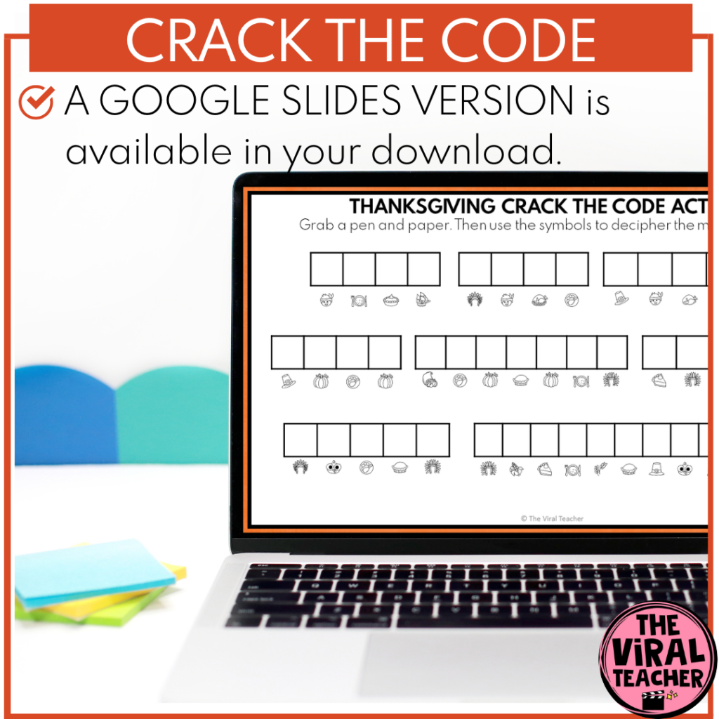 Thanksgiving Day Activity Crack the Code with Google Slides | Made By ...