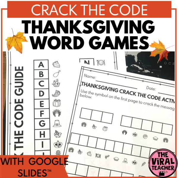 Thanksgiving Day Activity Crack the Code with Google Slides | Made By ...