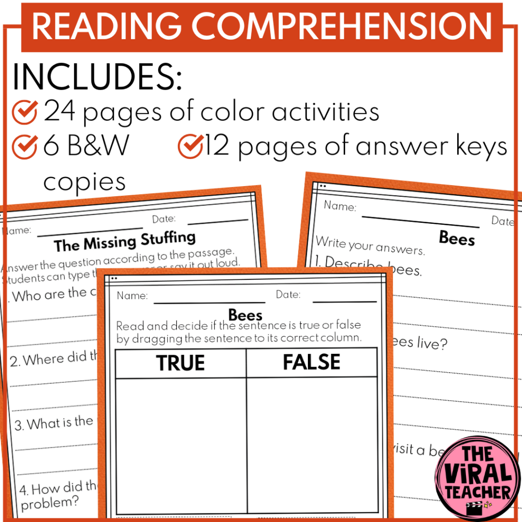 Thanksgiving Reading Passages and Comprehension Questions 1st Grade ...