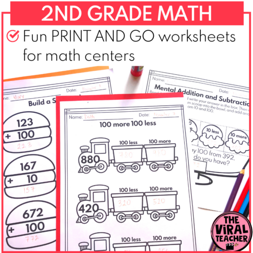 Mentally Add or Subtract 10 or 100 Worksheets Mental Math Activity for ...