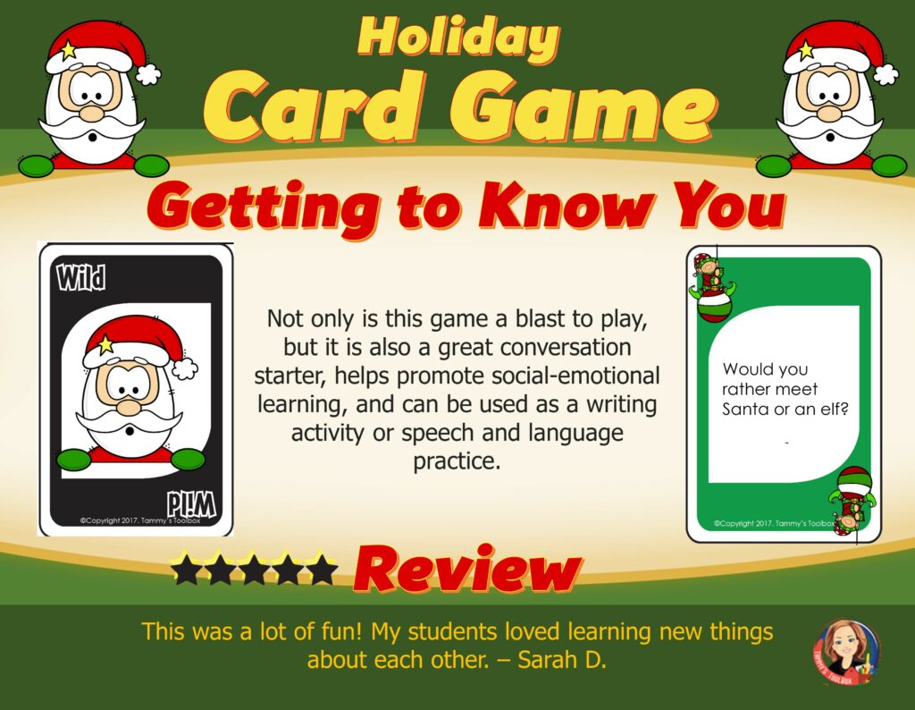Christmas Holiday Card Game and Activities | Made By Teachers