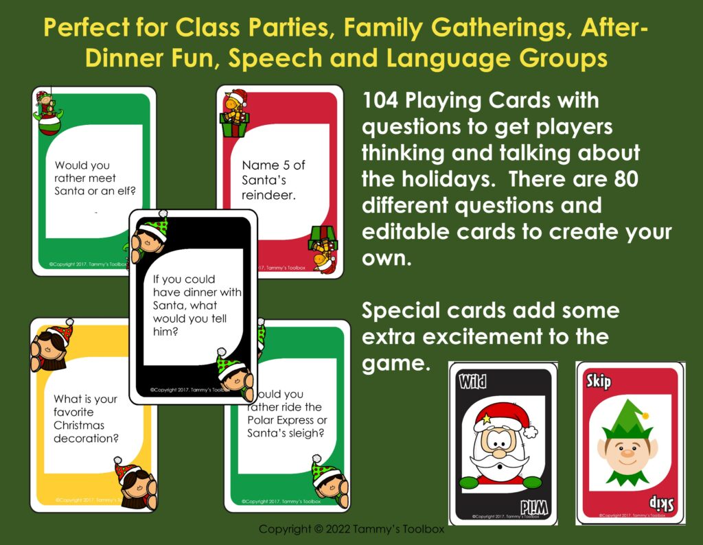 Christmas Holiday Card Game and Activities | Made By Teachers
