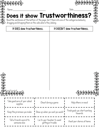 Trustworthiness Worksheet Set of 12 | Made By Teachers