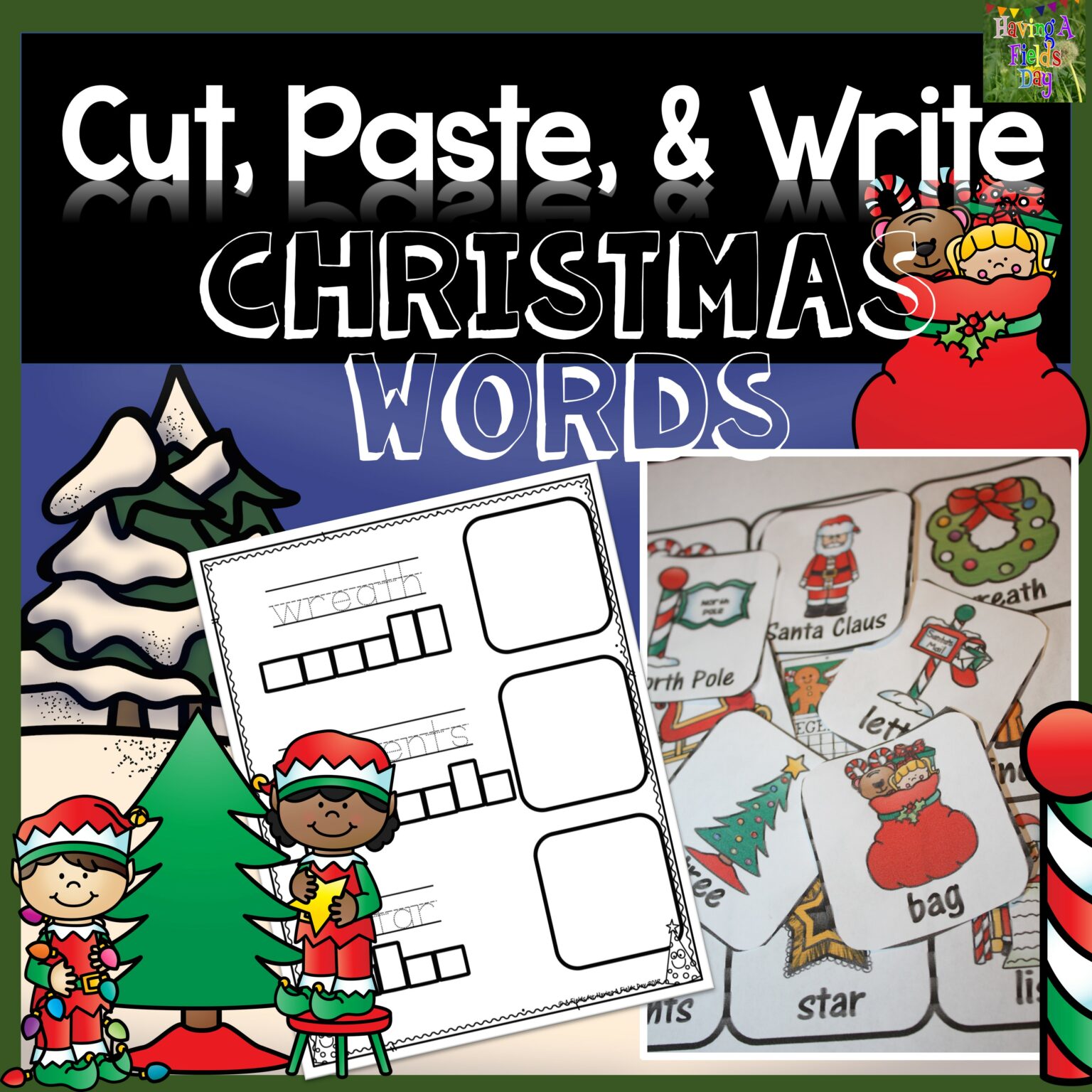 Christmas Labels Cut and Paste Mini Book - Made By Teachers