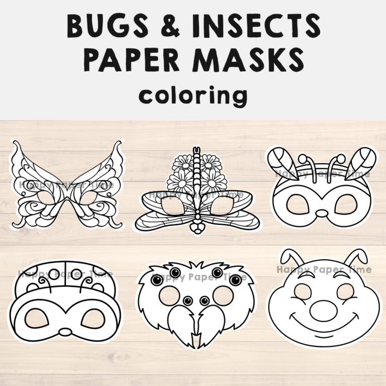 Bugs and Insects Paper Masks Printable Coloring Craft Activity Costume ...