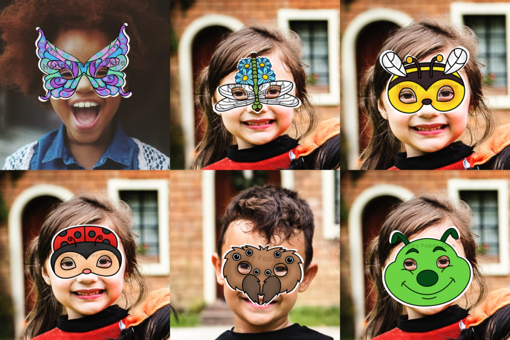 Bugs and Insects Paper Masks Printable Craft Activity Costume Template ...