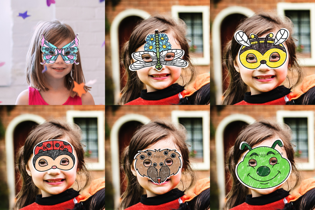 Bugs and Insects Paper Masks Printable Coloring Craft Activity Costume ...