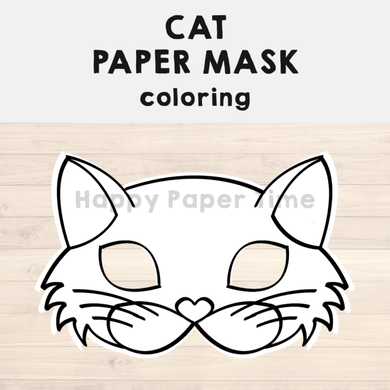 Cat Paper Mask Printable Halloween Costume Craft Activity Coloring ...
