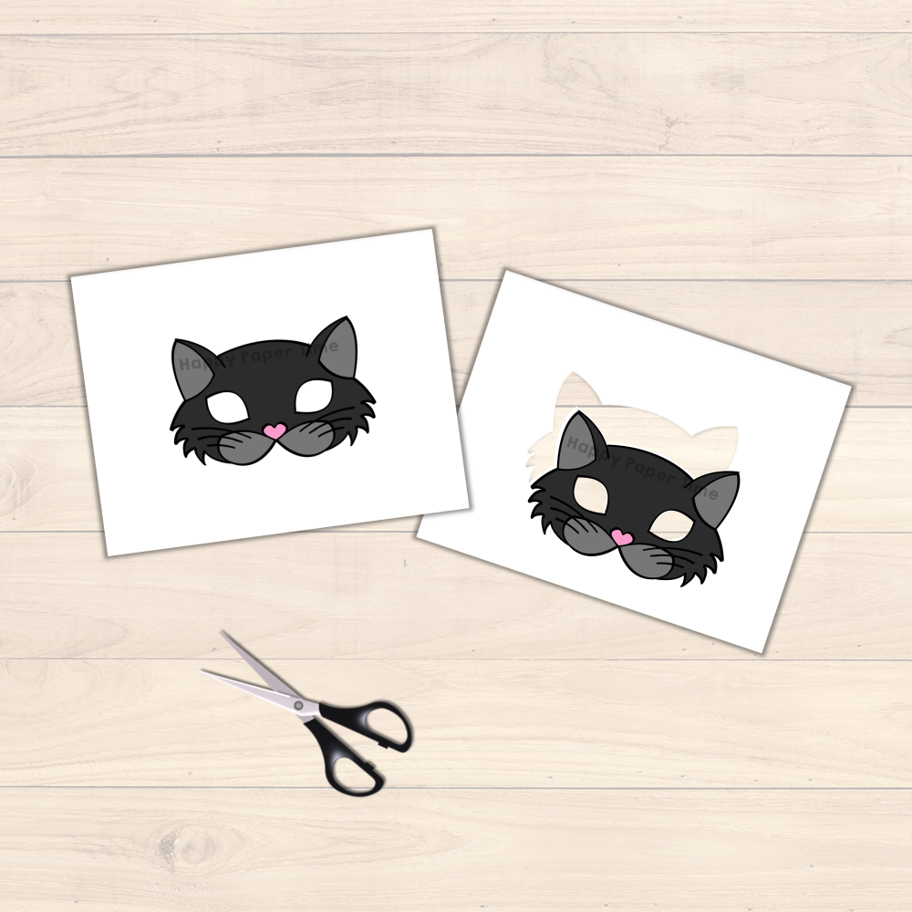 Cat Paper Mask Printable Halloween Costume Craft Activity Spooky | Made ...