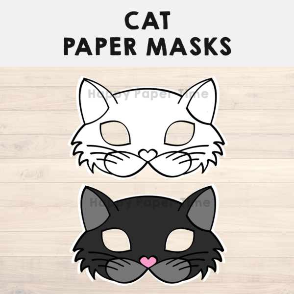 Cat Paper Masks Printable Halloween Costume Craft Activity Coloring ...