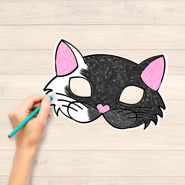 Cat Paper Masks Printable Halloween Costume Craft Activity Coloring ...