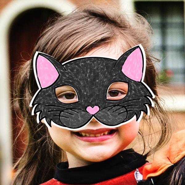 Cat Paper Masks Printable Halloween Costume Craft Activity Coloring ...