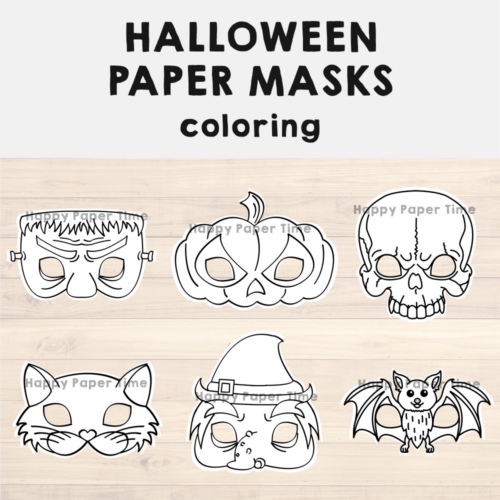Halloween Paper Masks Printable Coloring Craft Activity Costume ...