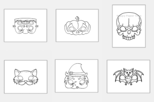 Halloween Paper Masks Printable Coloring Craft Activity Costume ...