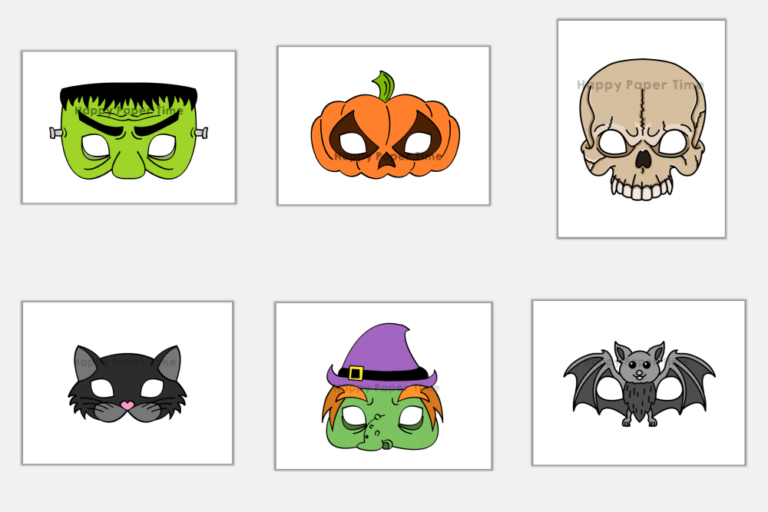 Halloween Paper Masks Printable Coloring Craft Activity Costume ...