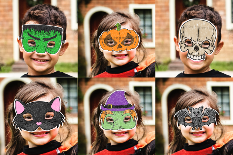 Halloween Paper Masks Printable Coloring Craft Activity Costume ...