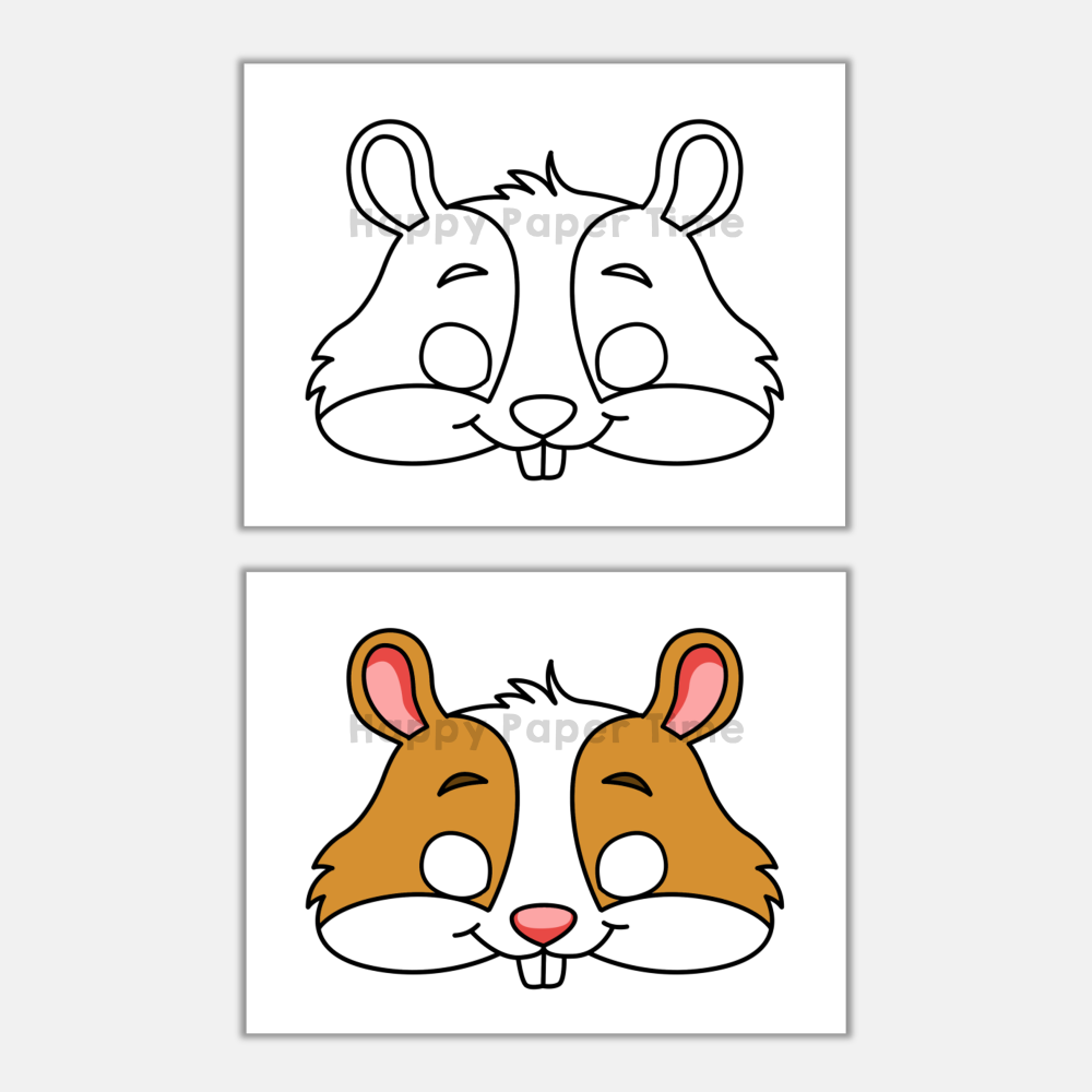 Hamster Paper Masks Printable Pet Animal Coloring Costume Craft ...