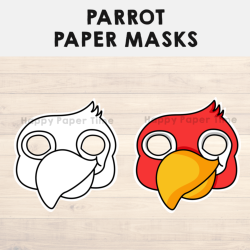 Parrot Paper Masks Printable Bird Pet Animal Coloring Costume Craft ...