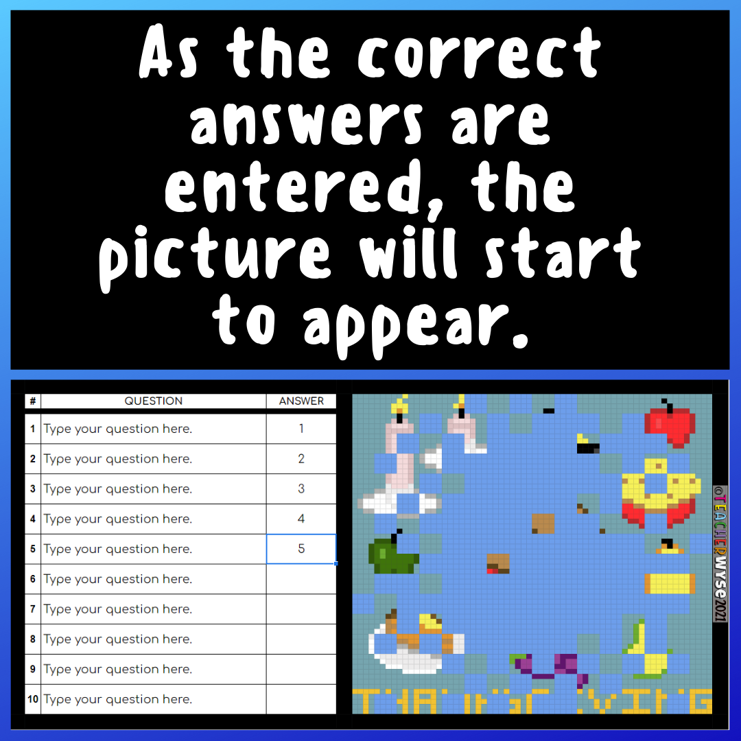 Pixel Art Thanksgiving Editable Activity For Excel | Digital Self ...