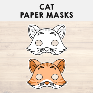 Cat Paper Masks Printable Pet Animal Coloring Costume Craft Activity ...