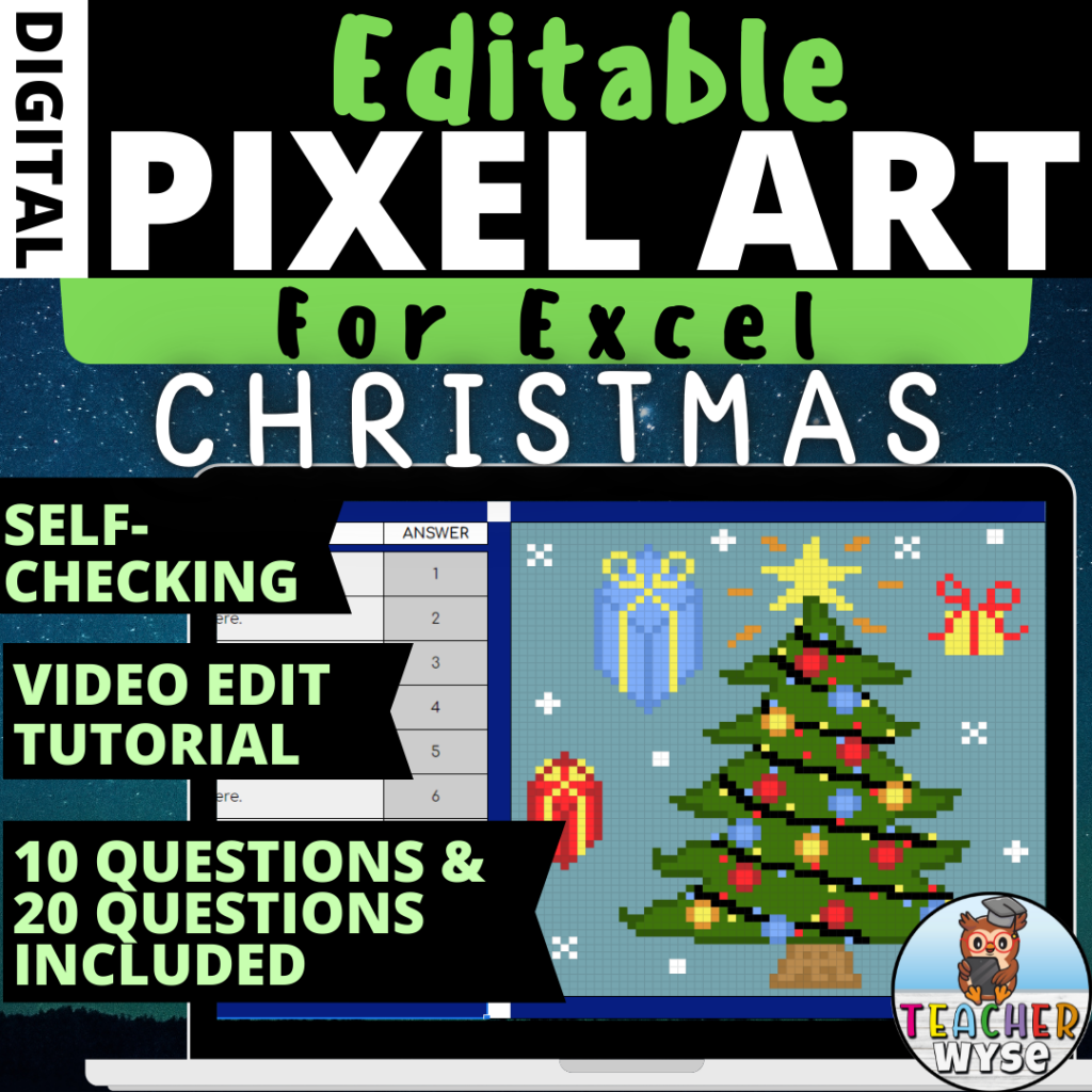 Christmas Pixel Art Xmas Tree Editable and Self Checking Activity for ...