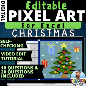 Christmas Pixel Art Xmas Tree Editable and Self Checking Activity for ...