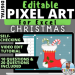 Christmas Pixel Art Stocking Editable and Self Checking Activity for ...