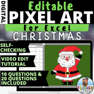 Christmas Pixel Art Santa Waving Editable and Self Checking Activity ...