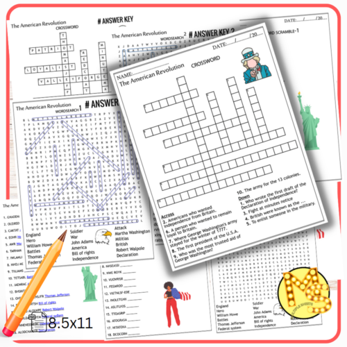 The American Revolution Worksheets Crossword-Word Scramble-Word Search ...
