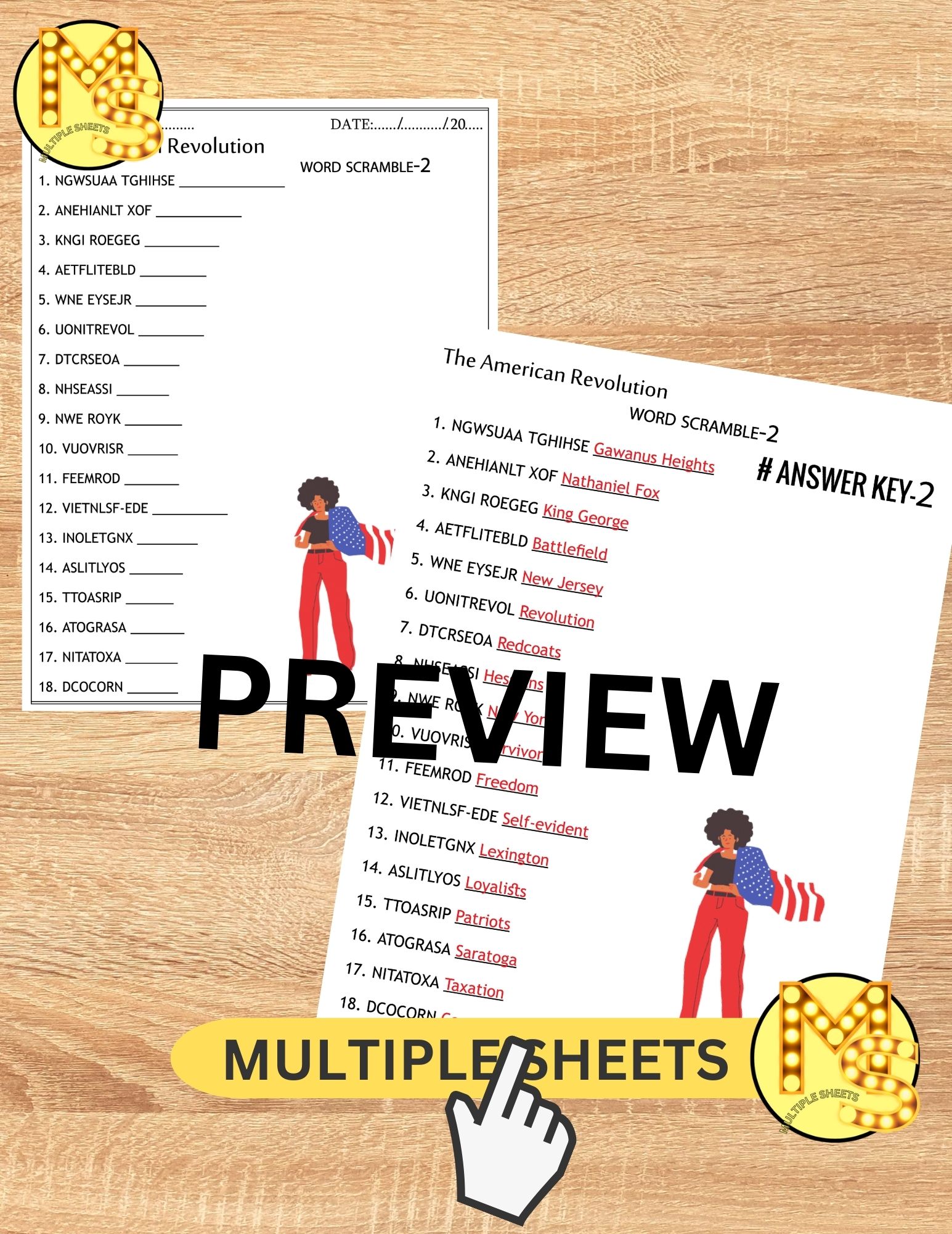 The American Revolution Worksheets Crossword-Word Scramble-Word Search ...