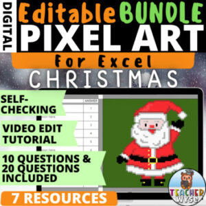 Christmas Pixel Art BUNDLE with 7 Editable Self Checking Activities For ...