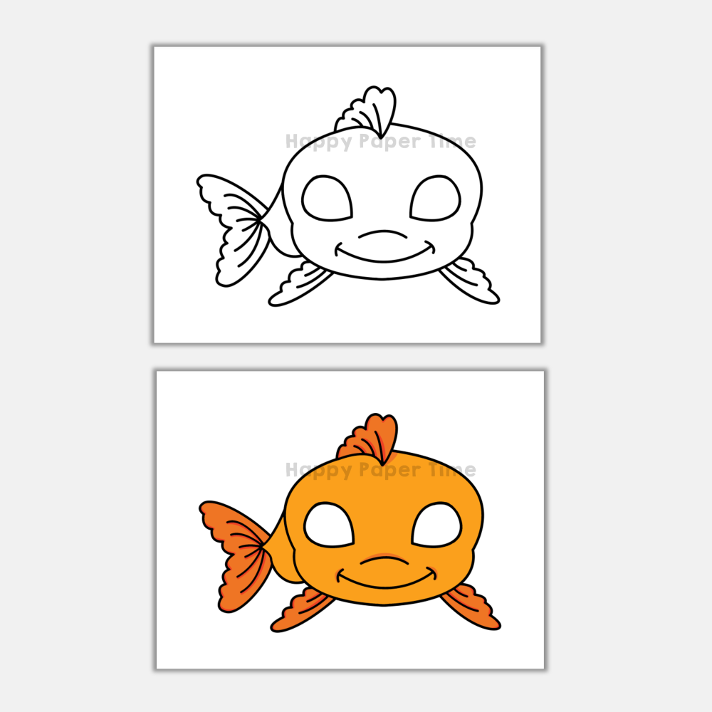 Goldfish Paper Masks Printable Pet Animal Coloring Costume Craft ...