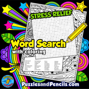 Stress Relief Word Search Puzzle Activity Page with Coloring | Made By ...