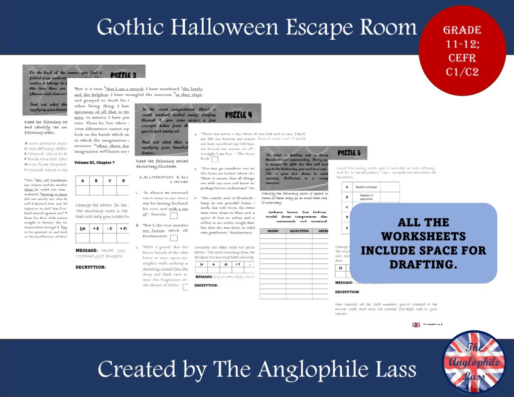 Escape room Halloween | Rhetorical devices | Syntax and more | Grade 11 ...