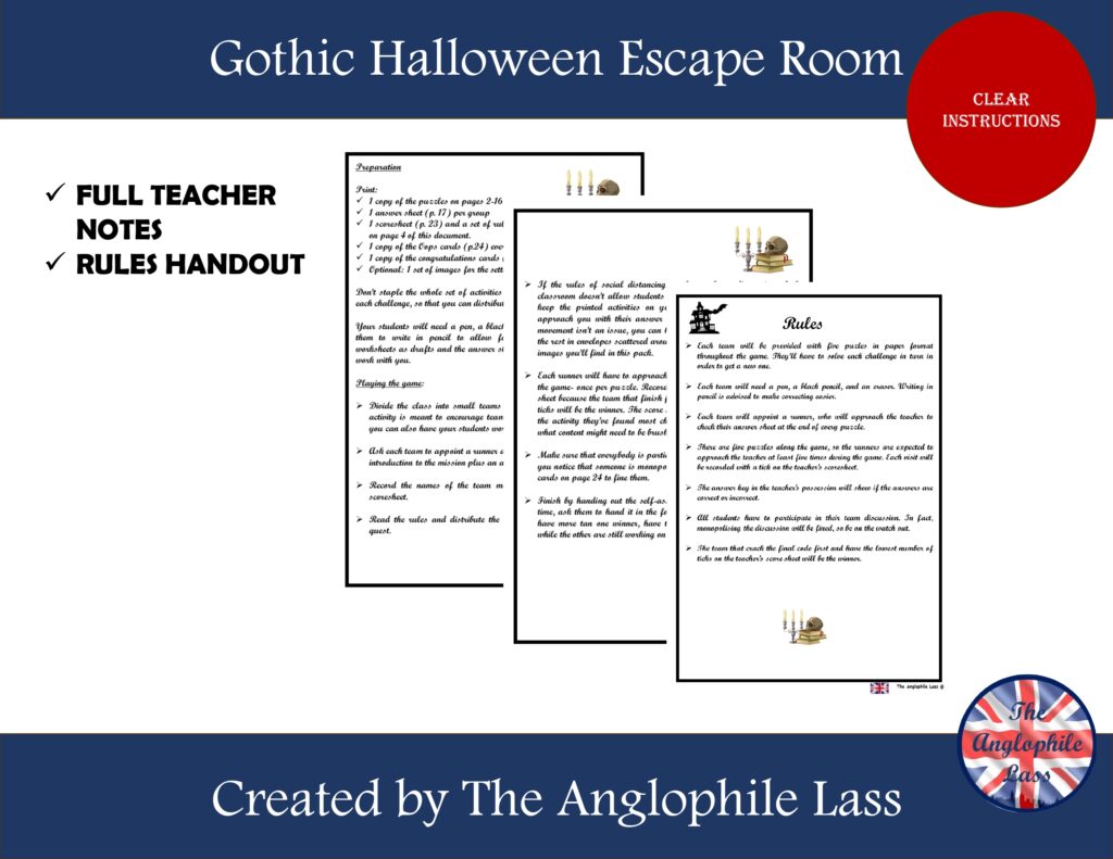 Escape room Halloween | Rhetorical devices | Syntax and more | Grade 11 ...