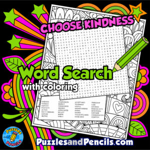 Choose Kindness Word Search Puzzle Activity Page with Coloring | World ...