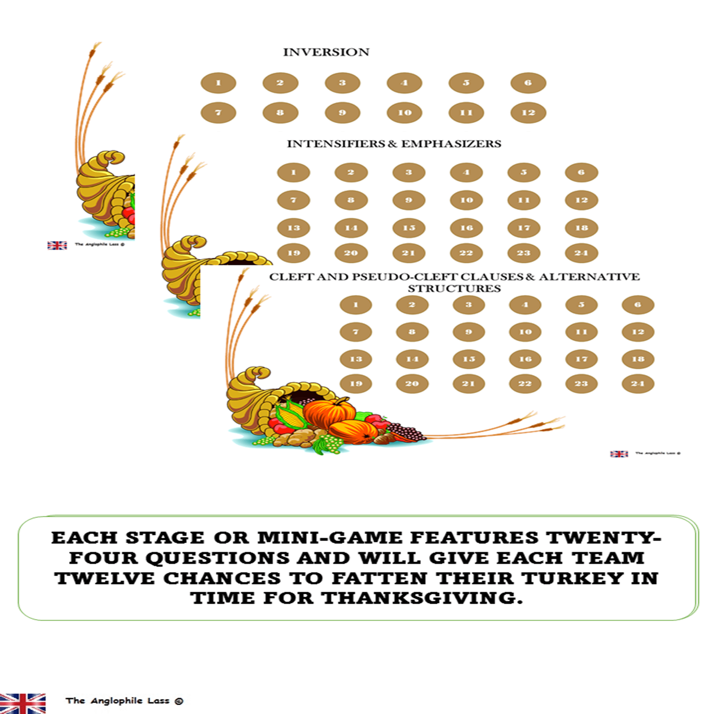 Turkey Game | Emphasis | Inversion | Cleft clauses | Intensifiers | NO ...