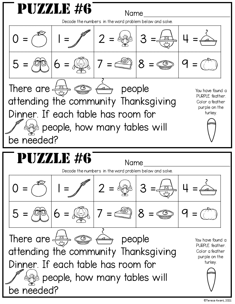 5th Grade November Turkey Thanksgiving Math Escape Room Breakout ...