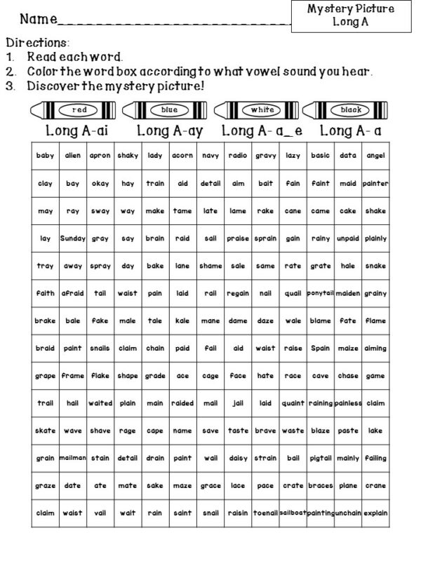 Long Vowel Mystery Pictures | Made By Teachers