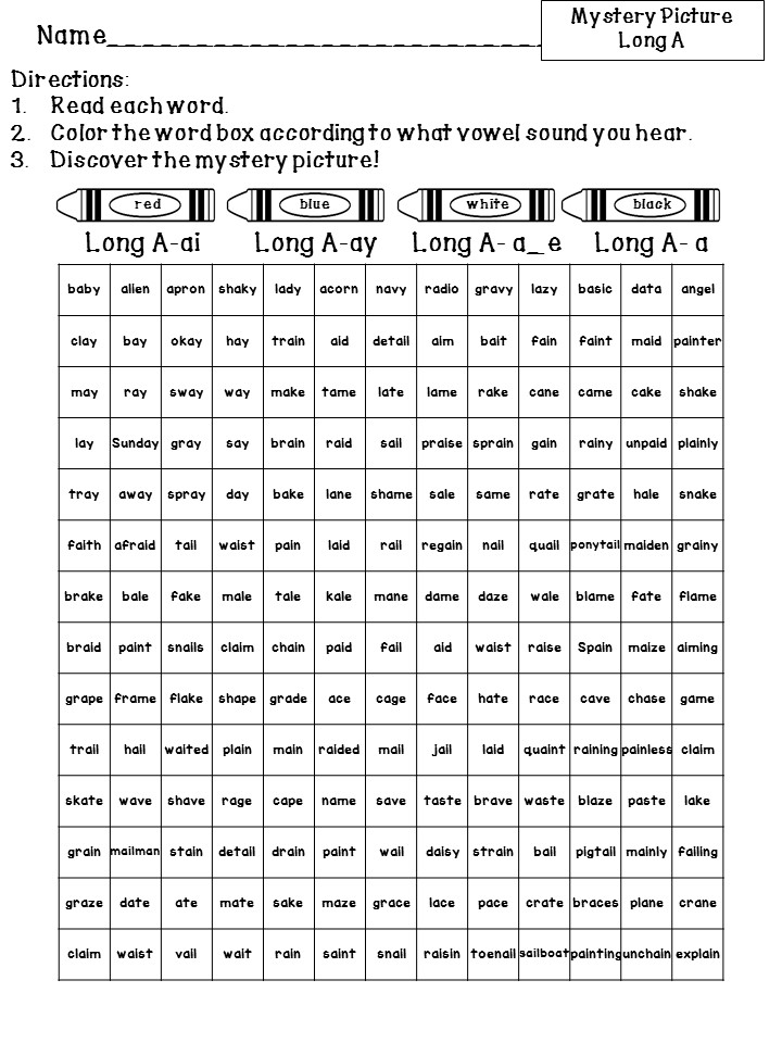 Long Vowel Mystery Pictures | Made By Teachers
