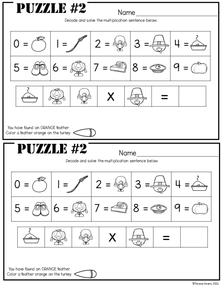 4th Grade November Turkey Thanksgiving Math Escape Room Breakout ...