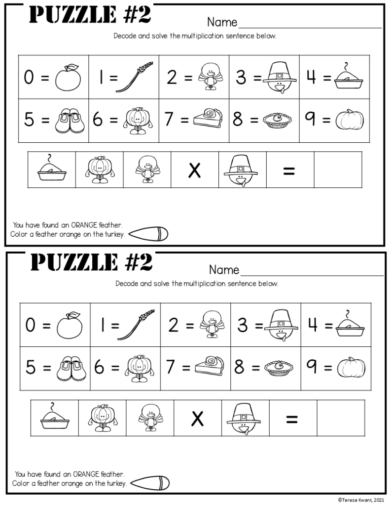 4th Grade November Turkey Thanksgiving Math Escape Room Breakout ...