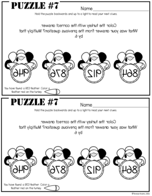 4th Grade November Turkey Thanksgiving Math Escape Room Breakout ...