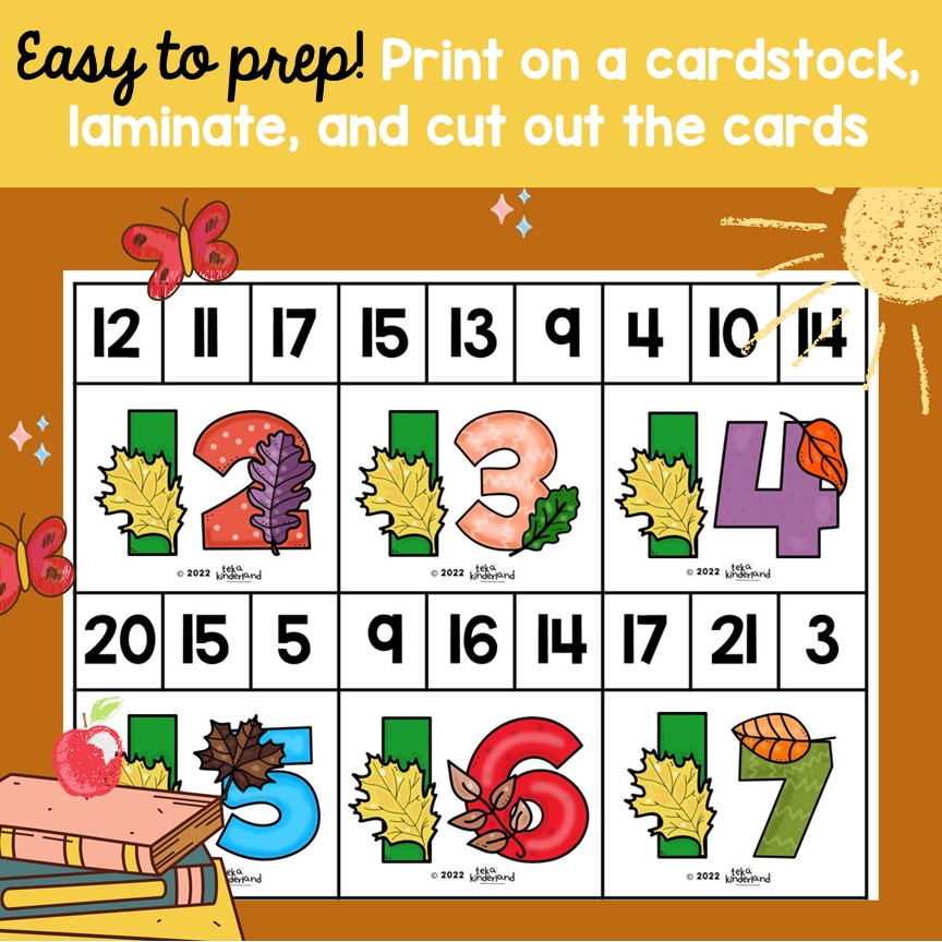 Fall Math Activities Number 0-20 Clip Cards | Made By Teachers