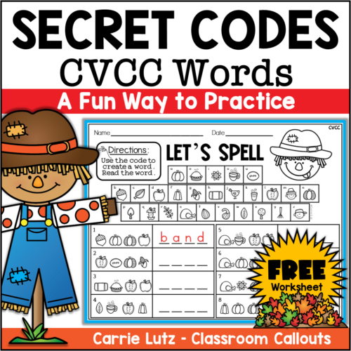 Free Fall Secret Spelling Codes - CVCC Words | Made By Teachers