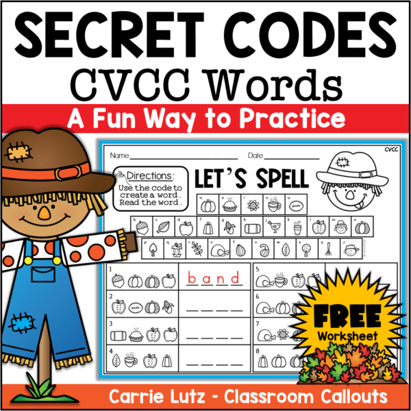 Free Fall Secret Spelling Codes - CVCC Words | Made By Teachers