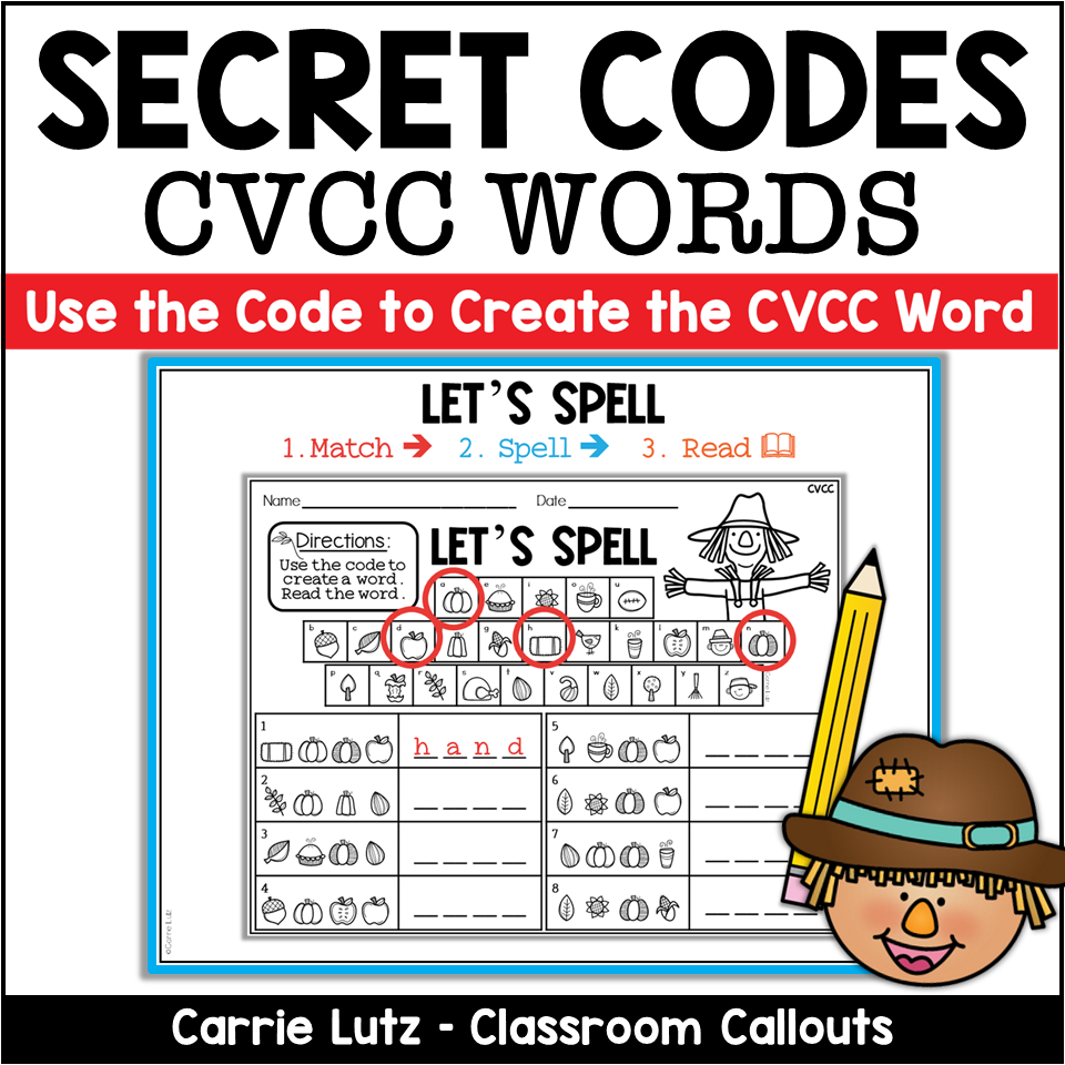 Free Fall Secret Spelling Codes - CVCC Words | Made By Teachers