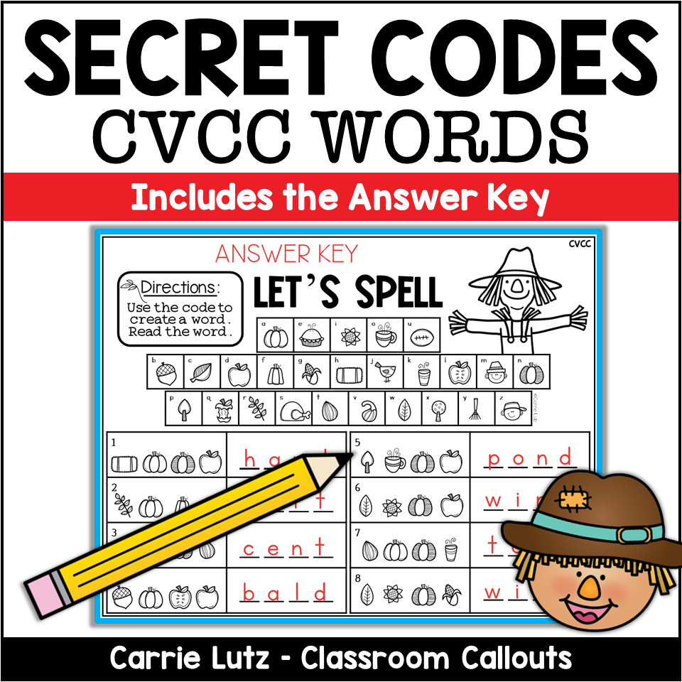 Free Fall Secret Spelling Codes - CVCC Words | Made By Teachers