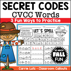 Fall Secret Spelling Codes with CVCC Words - Made By Teachers
