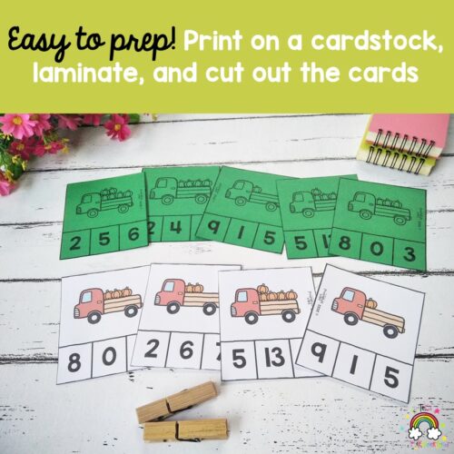 Fall Math Activities Pumpkin Counting and Match Clip Cards and ...